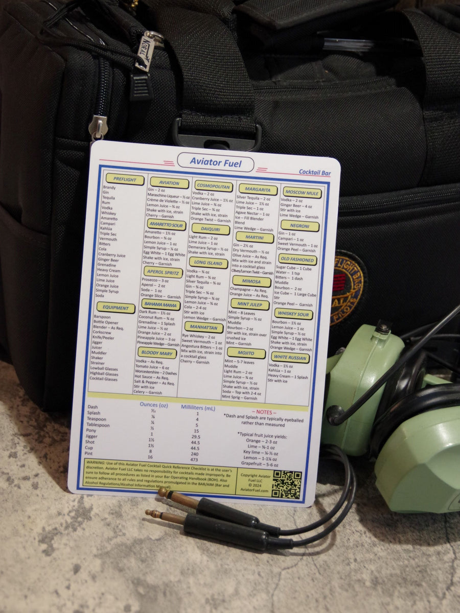 Quick Reference Cocktail Checklist – Aviator Fuel LLC